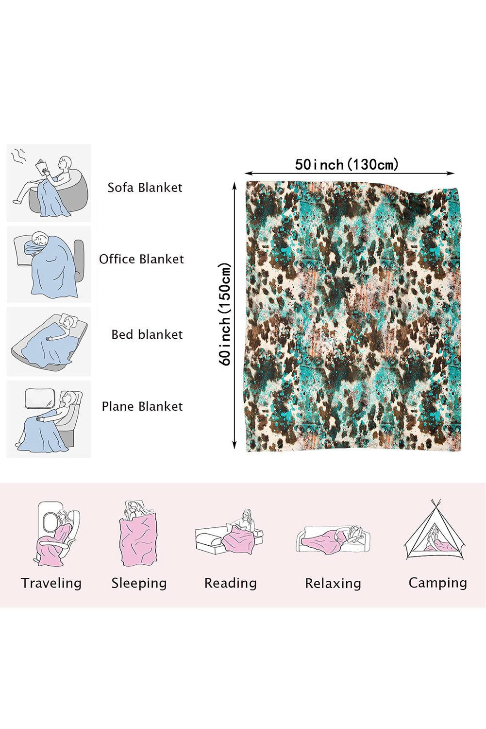 Multicolour Western Style Pattern Large Flannel Blanket – Better ...