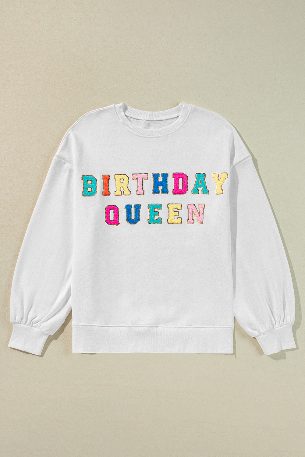 White BIRTHDAY QUEEN Graphic Balloon Sleeve Sweatshirt – Better ...