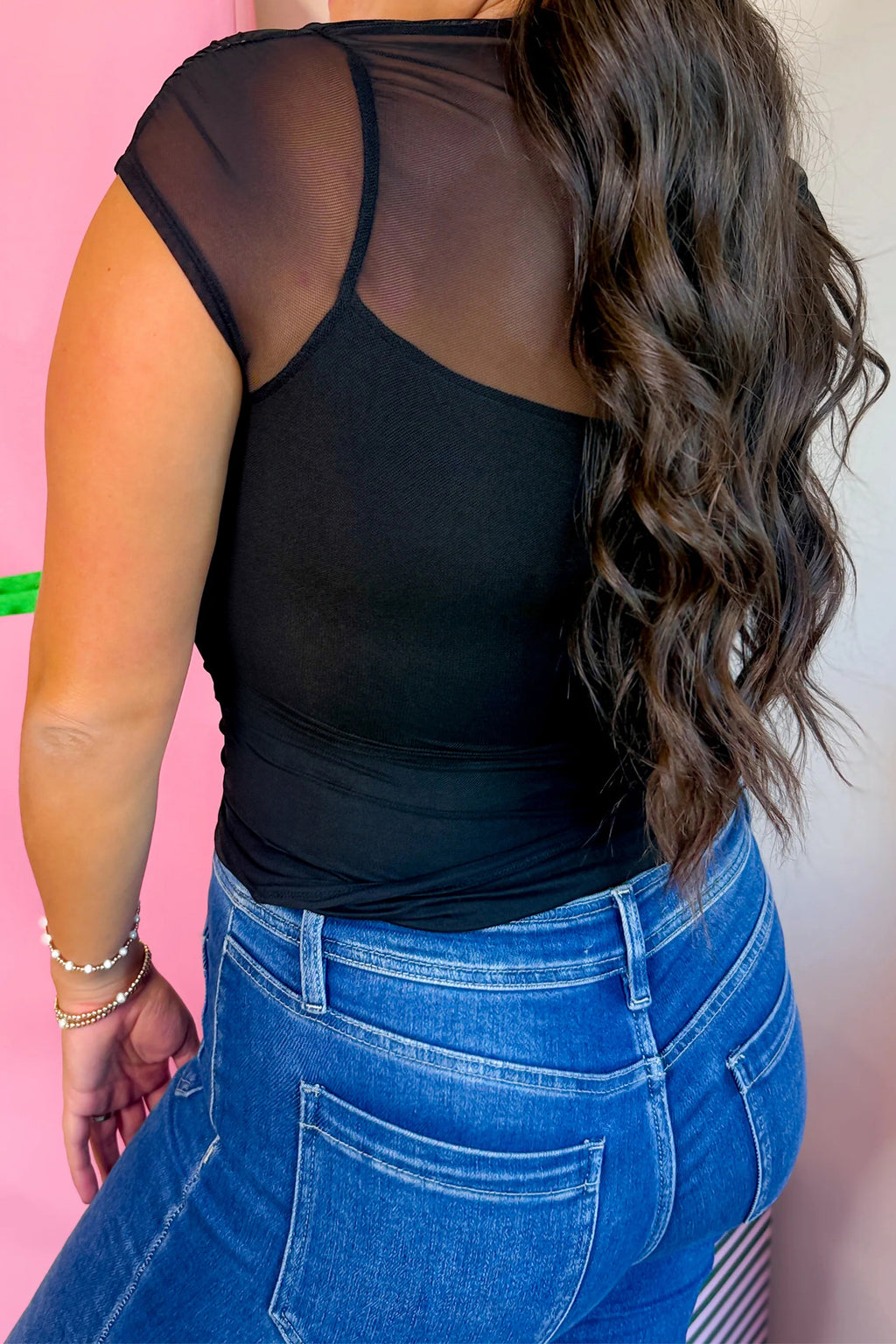 Black Sheer Mesh Patchwork Cap Sleeve T Shirt – Better Together ...