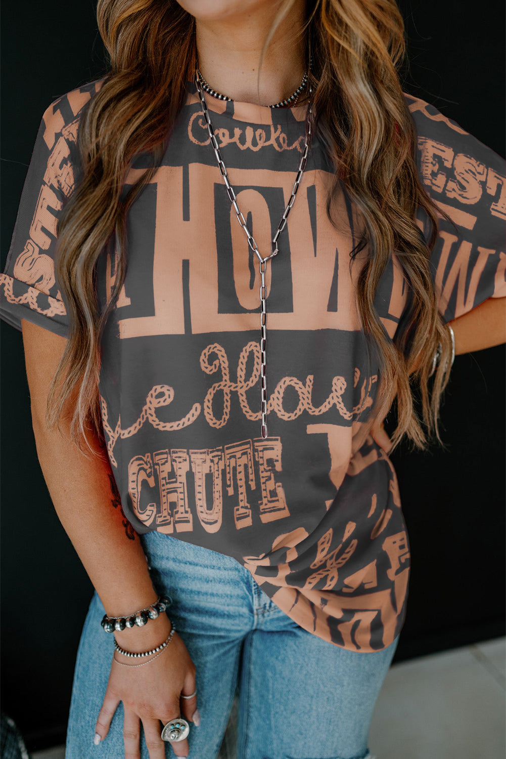 Dark Grey Howdy Cowboy Letter Printed Western Fashion Tee – Better ...