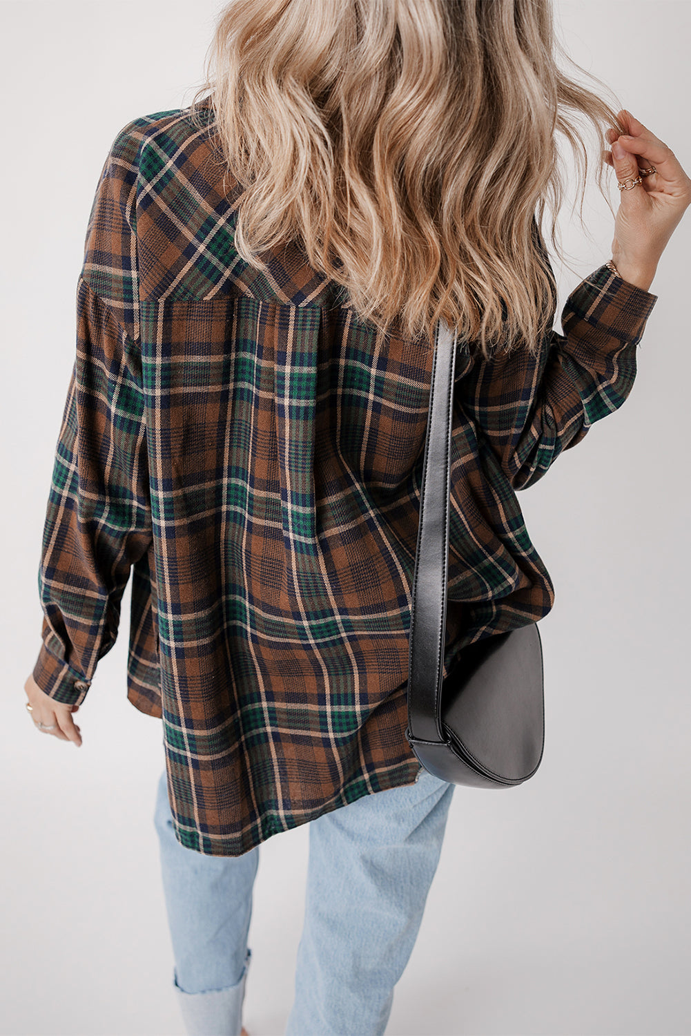 Brown Plaid Print Chest Pockets Buttoned Shirt Jacket – Better Together ...