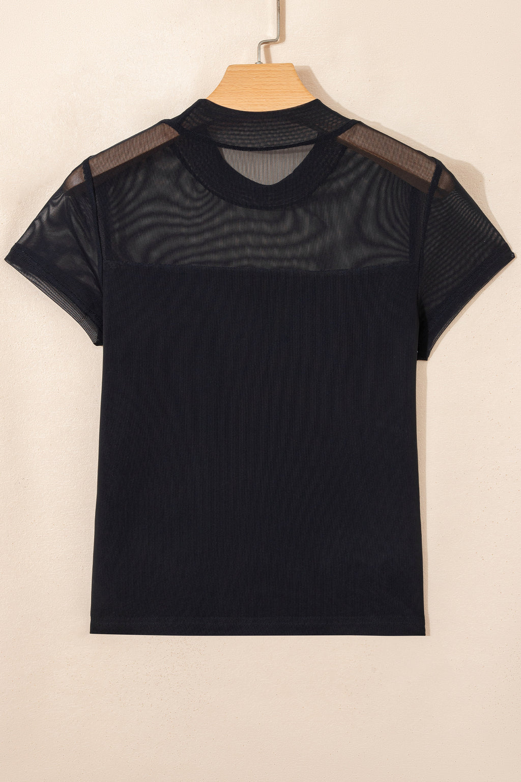 Black Sheer Mesh Patchwork Cap Sleeve T Shirt – Better Together ...